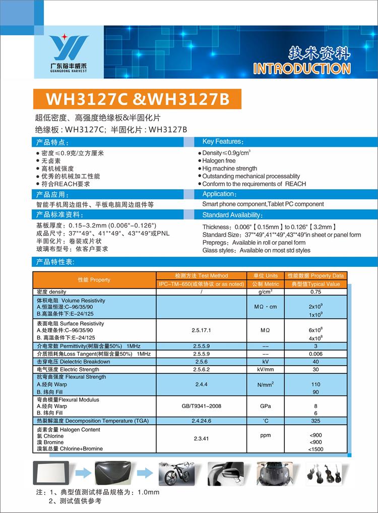 WH3127轻量复合材料 - 广东裕丰威禾新材料科技股份有限公司